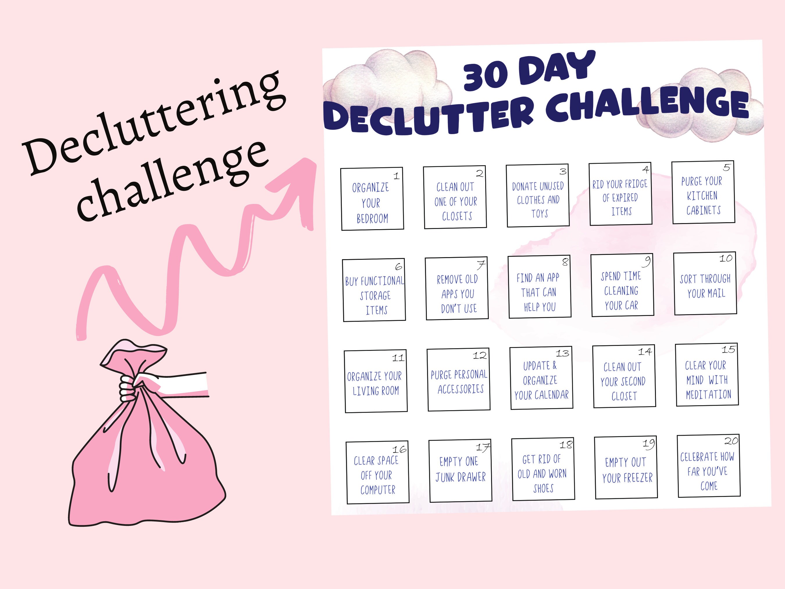 30 Day Decluttering Challenge Planner Digital Download Declutter ...