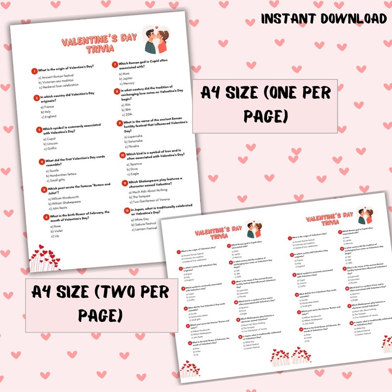Valentine's Day Fun: Printable Trivia Game With Multiple Choice ...