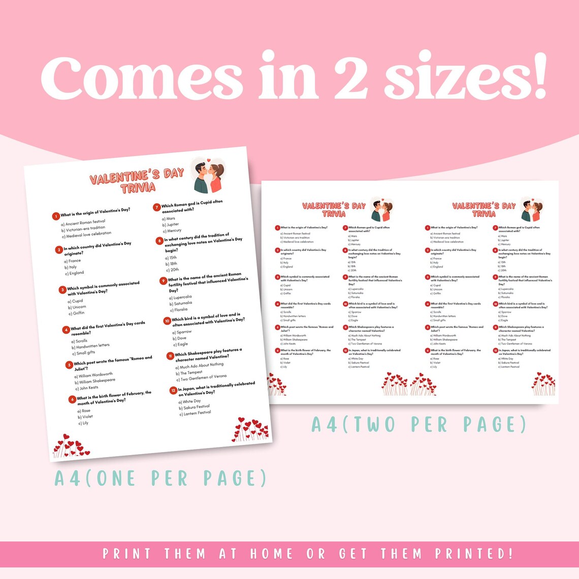 Valentine's Day Fun: Printable Trivia Game With Multiple Choice ...