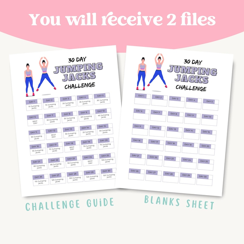 Jumping Jacks 30 Day Challenge | 30 Day Challenge Printable | 30 Day ...