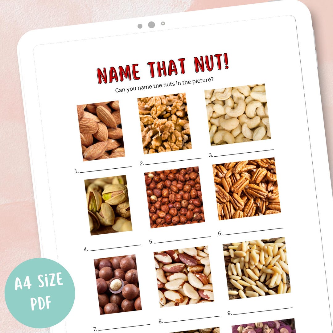 Name That Nut Quiz, Digital Download, Fun Nut Guessing Game, Printable ...