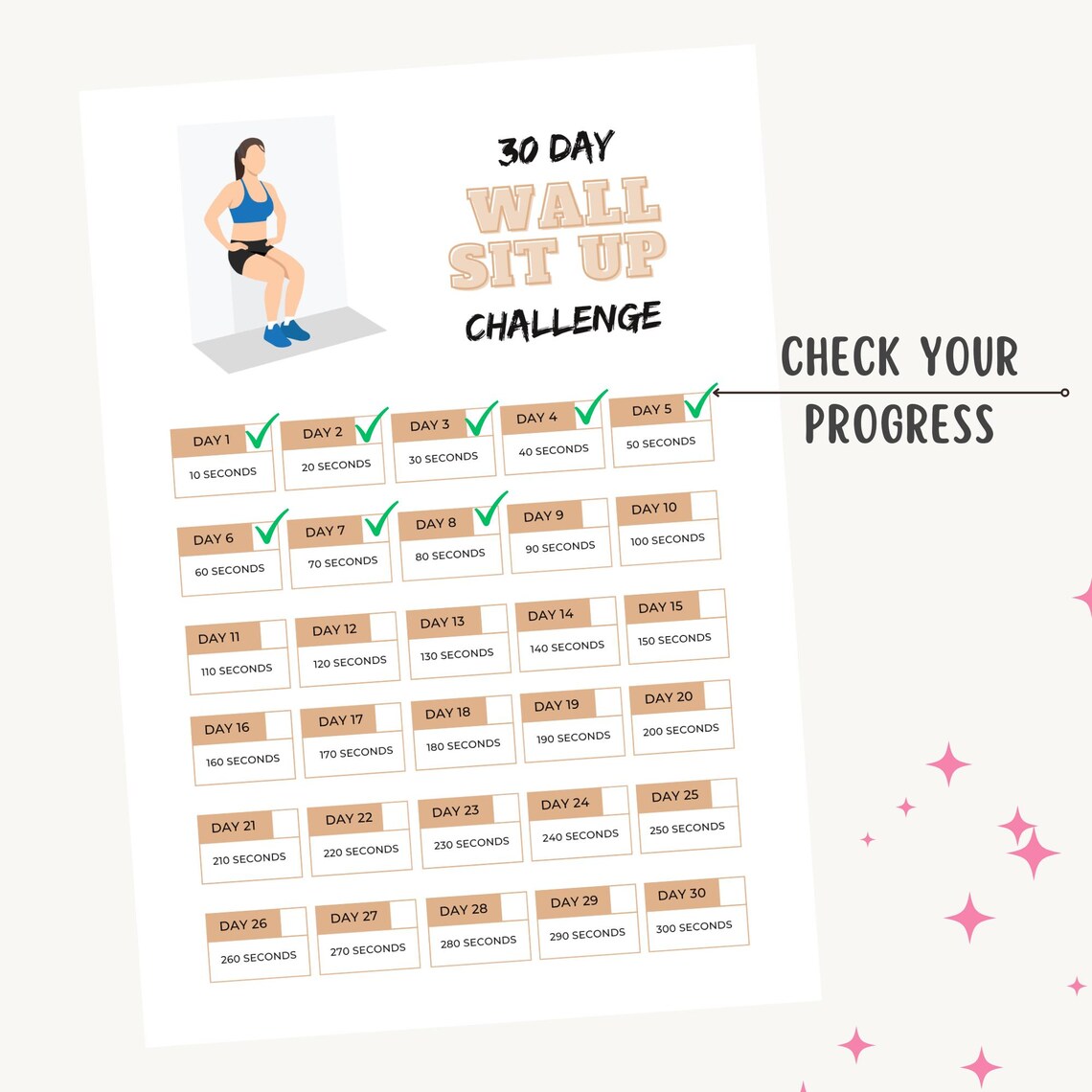 30 Day Sit up Challenge PDF | Digital Download | 30 Day Fitness ...