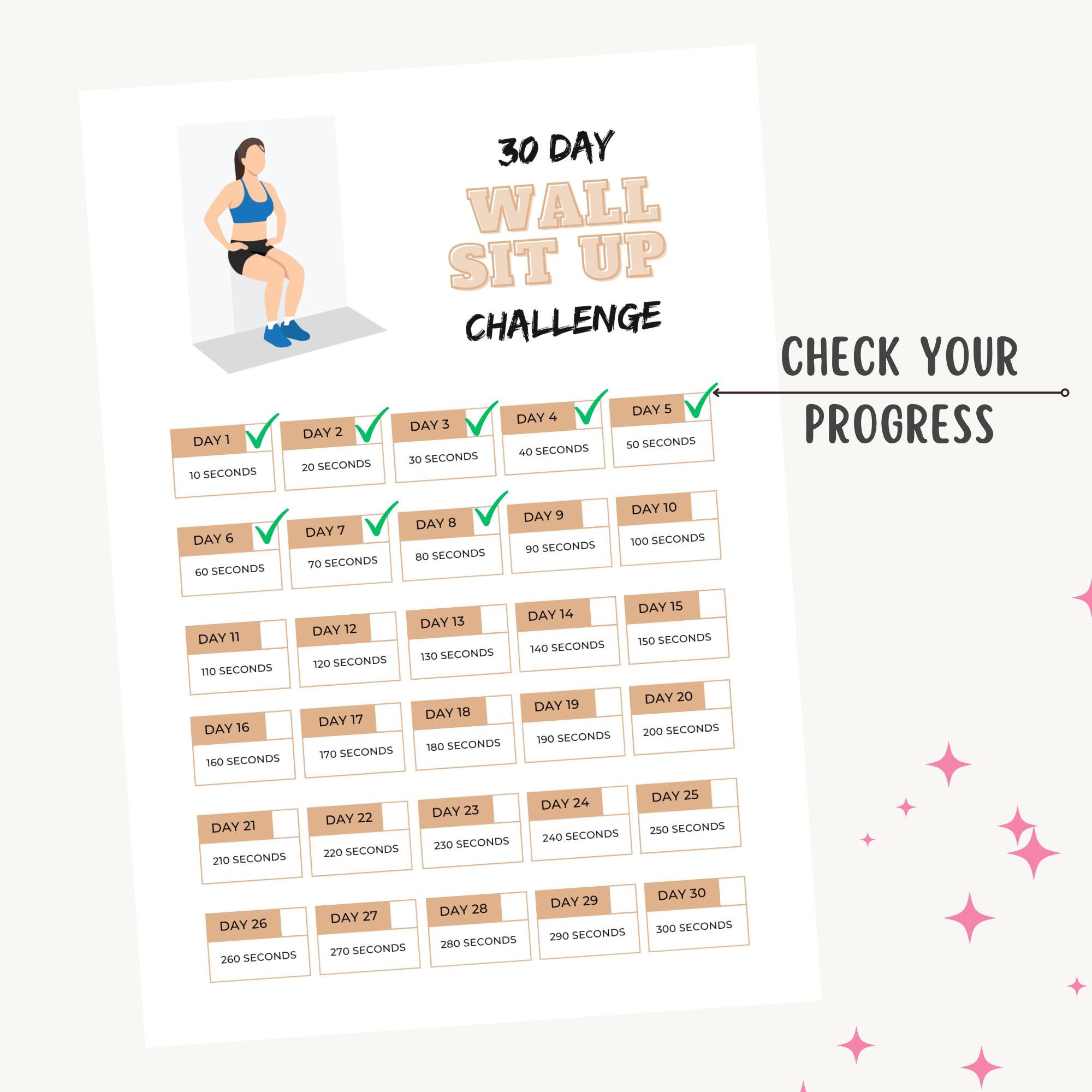 30 Day Sit up Challenge PDF | Digital Download | 30 Day Fitness ...
