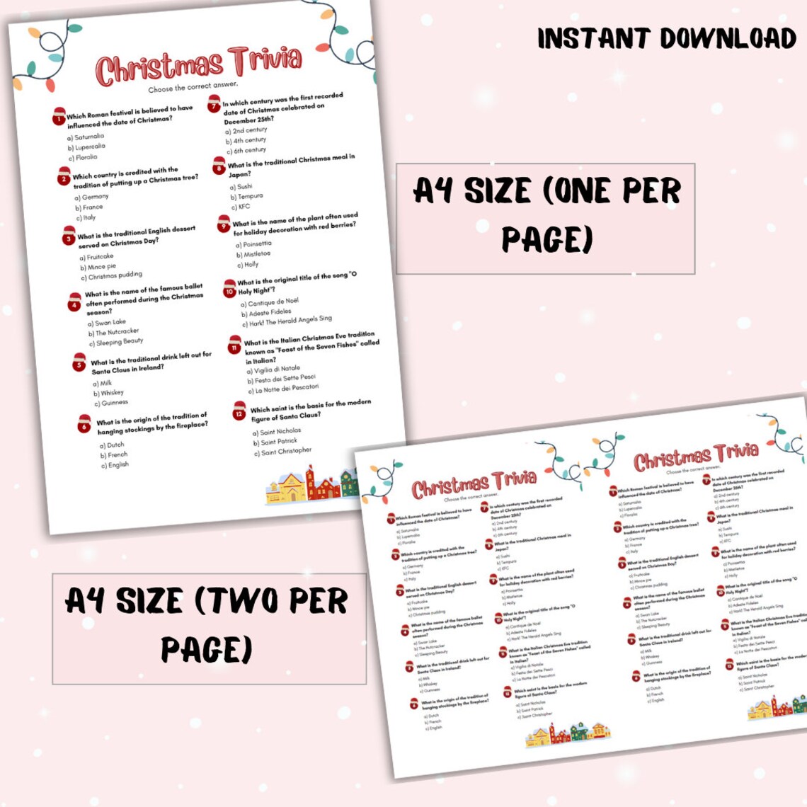 Christmas Trivia Game Holiday Trivia Friends Game Night Winter Indoor ...