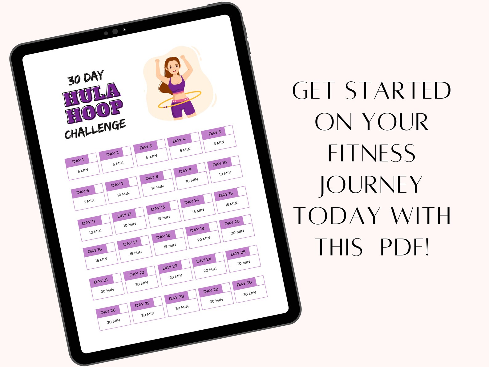 30-day Hula Hoop Challenge Printable PDF Workout Plan Transform Your ...