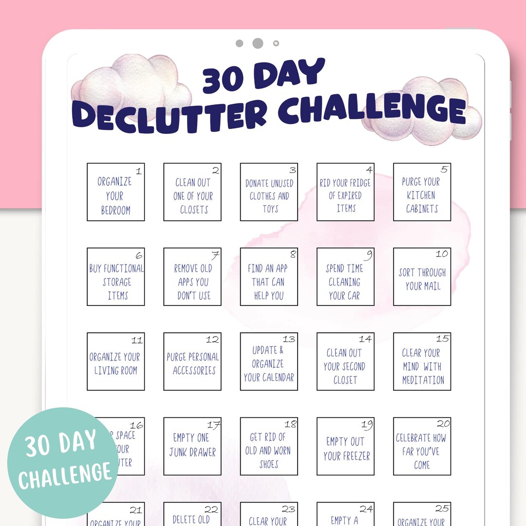 30 Day Decluttering Challenge Planner | Digital Download | Declutter ...