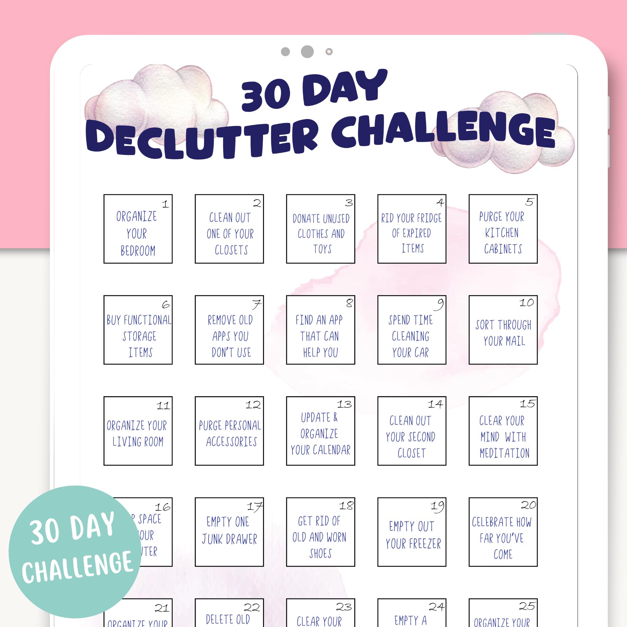 30 Day Decluttering Challenge Planner | Digital Download | Declutter ...