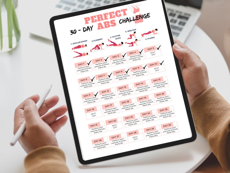 30 Day Perfect Abs Challenge Lose Belly Fat Challenge Digital Download ...