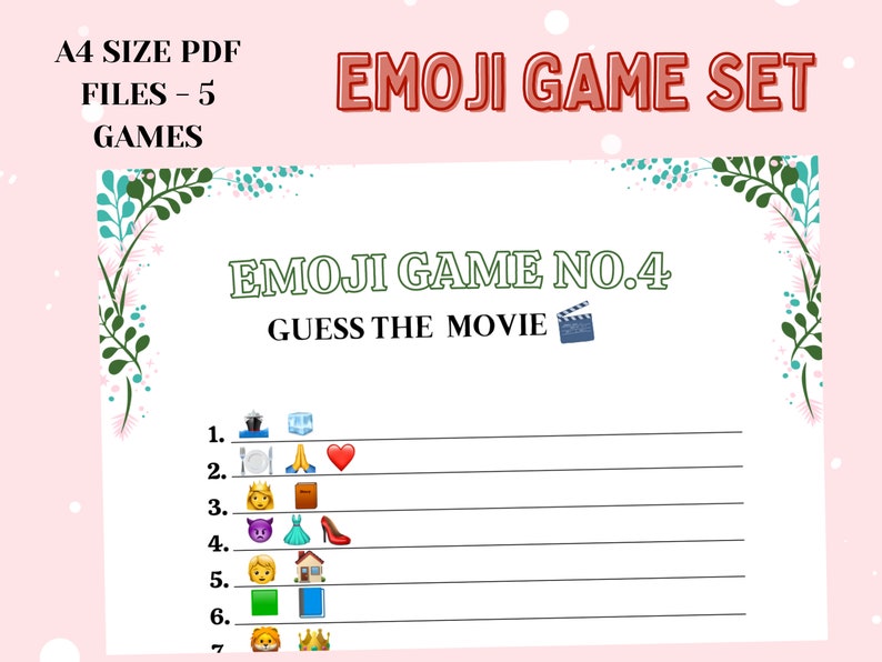 Guess the EMOJI Game Printable 5 Game 75 Questions Team Building Game ...