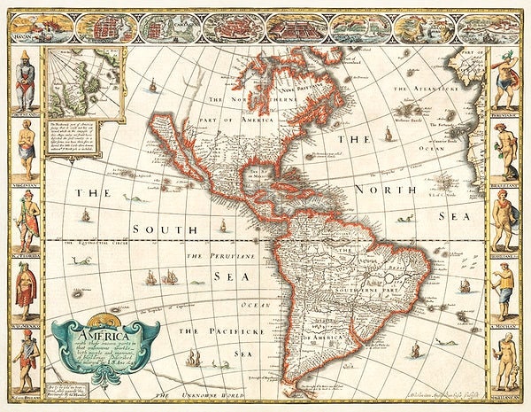 1626 Map of North and South America, John Speed High Resolution File ...