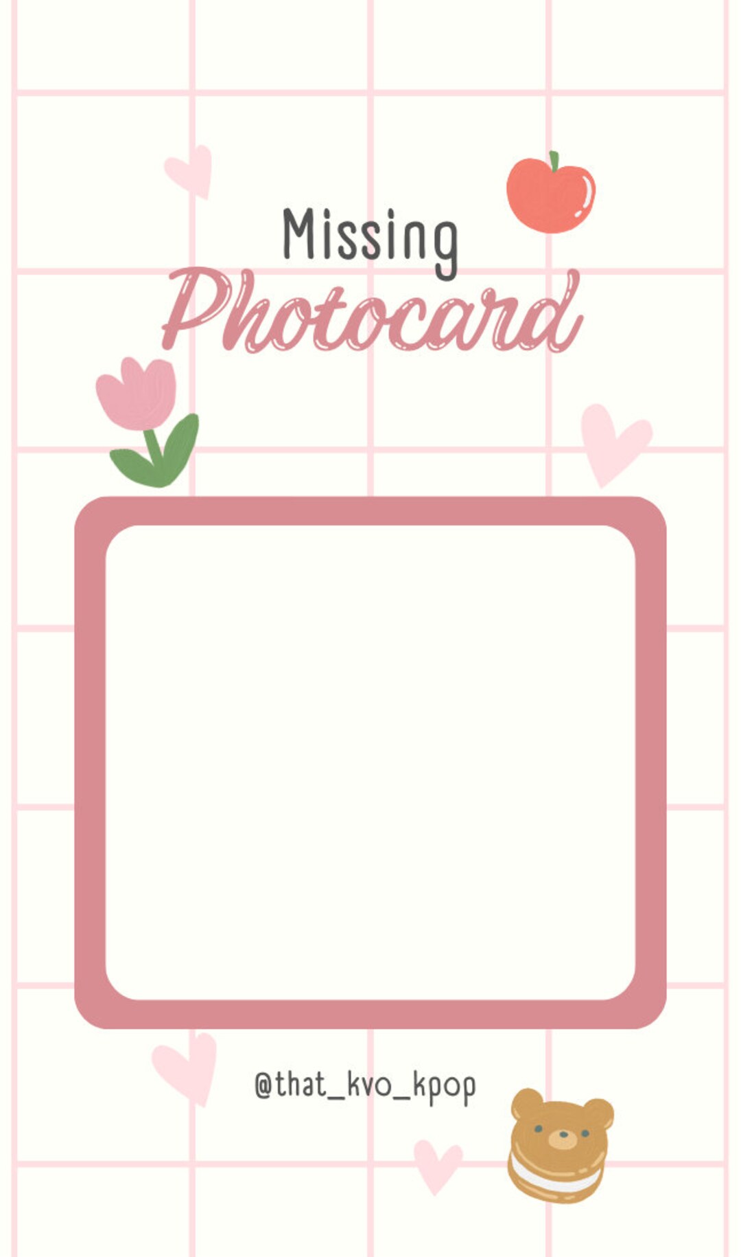 Generic Missing Photocard Pink Grid KPOP Collecting Binder Filler Card ...