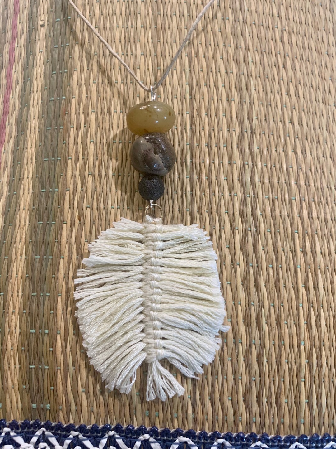 Boho Diffuser Necklace With Lava Stone and Macrame Detail - Etsy
