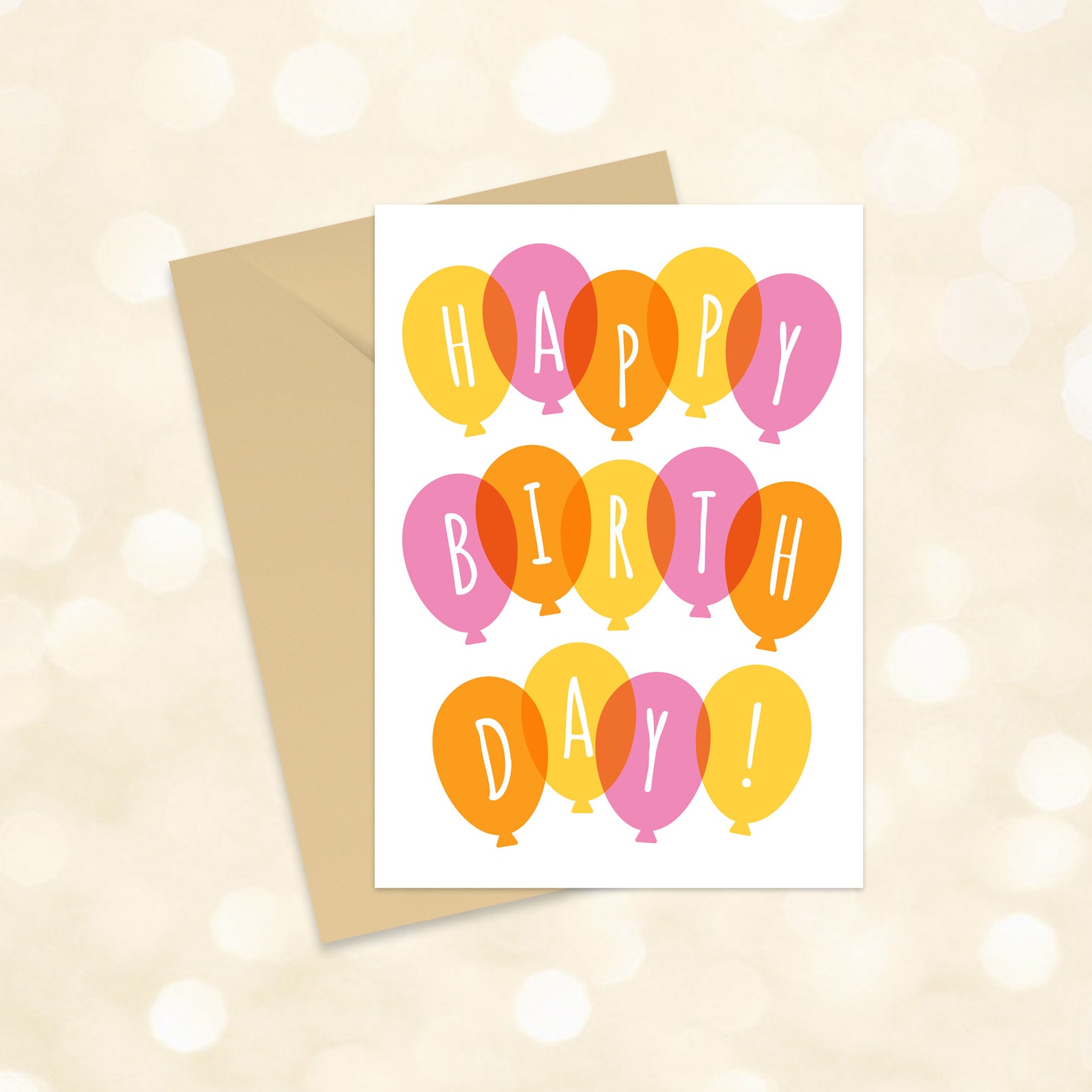 Printable Birthday Card Balloons Birthday Card Folded Birthday Greeting ...