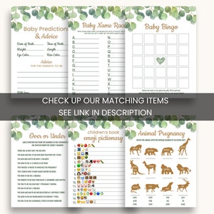 Name the Baby Animals Game Greenery Baby Shower Eucalyptus Baby Shower ...