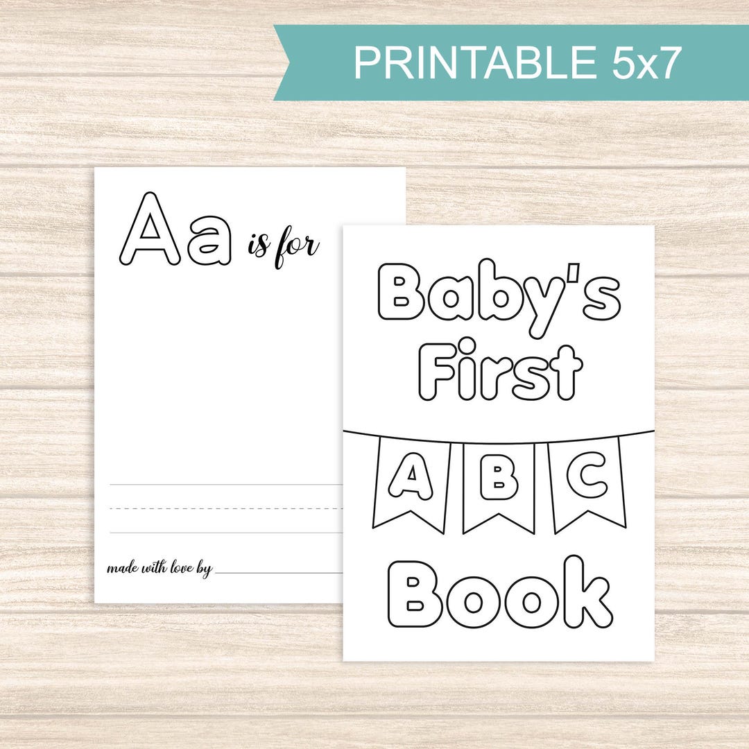 Babys First ABC Book, Printable Blank ABC Pages Baby Shower Alternative ...