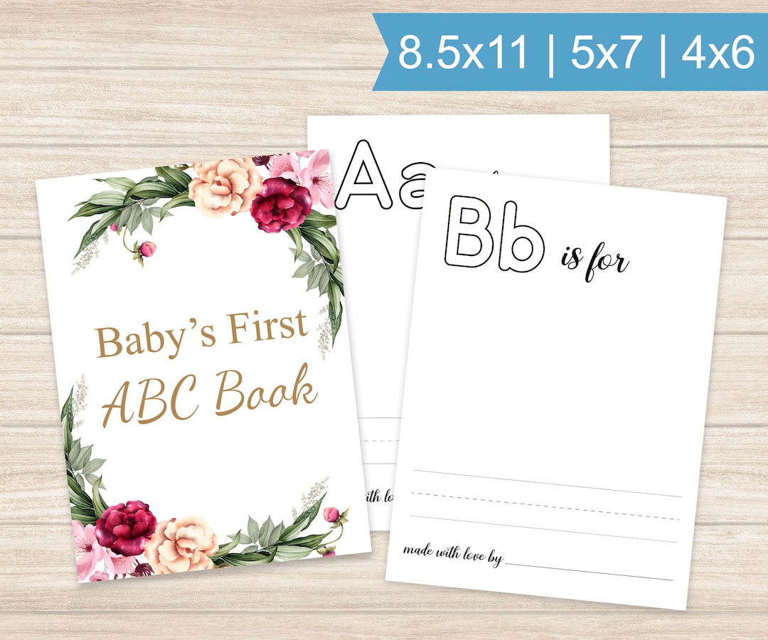 Floral Baby Shower ABC Book Baby Shower Activity Guest Book Baby's ...