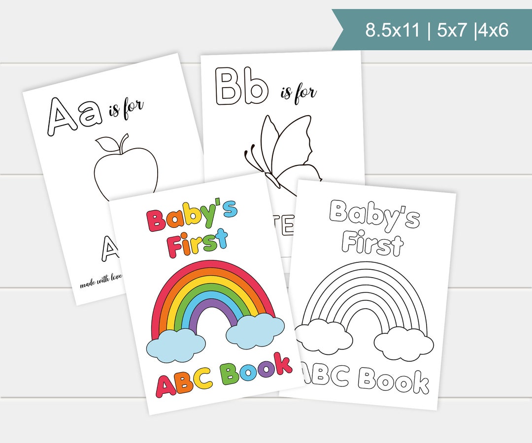 Rainbow Baby Shower ABC Book Alphabet Coloring Pages Baby - Etsy