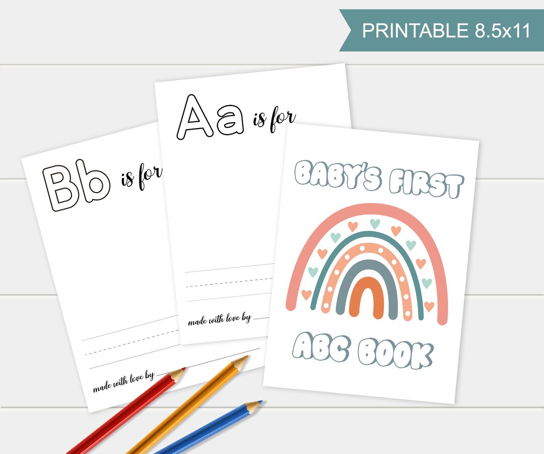 Boho Rainbow Baby Shower Blank ABC Book Baby Shower Activity Guest Book ...