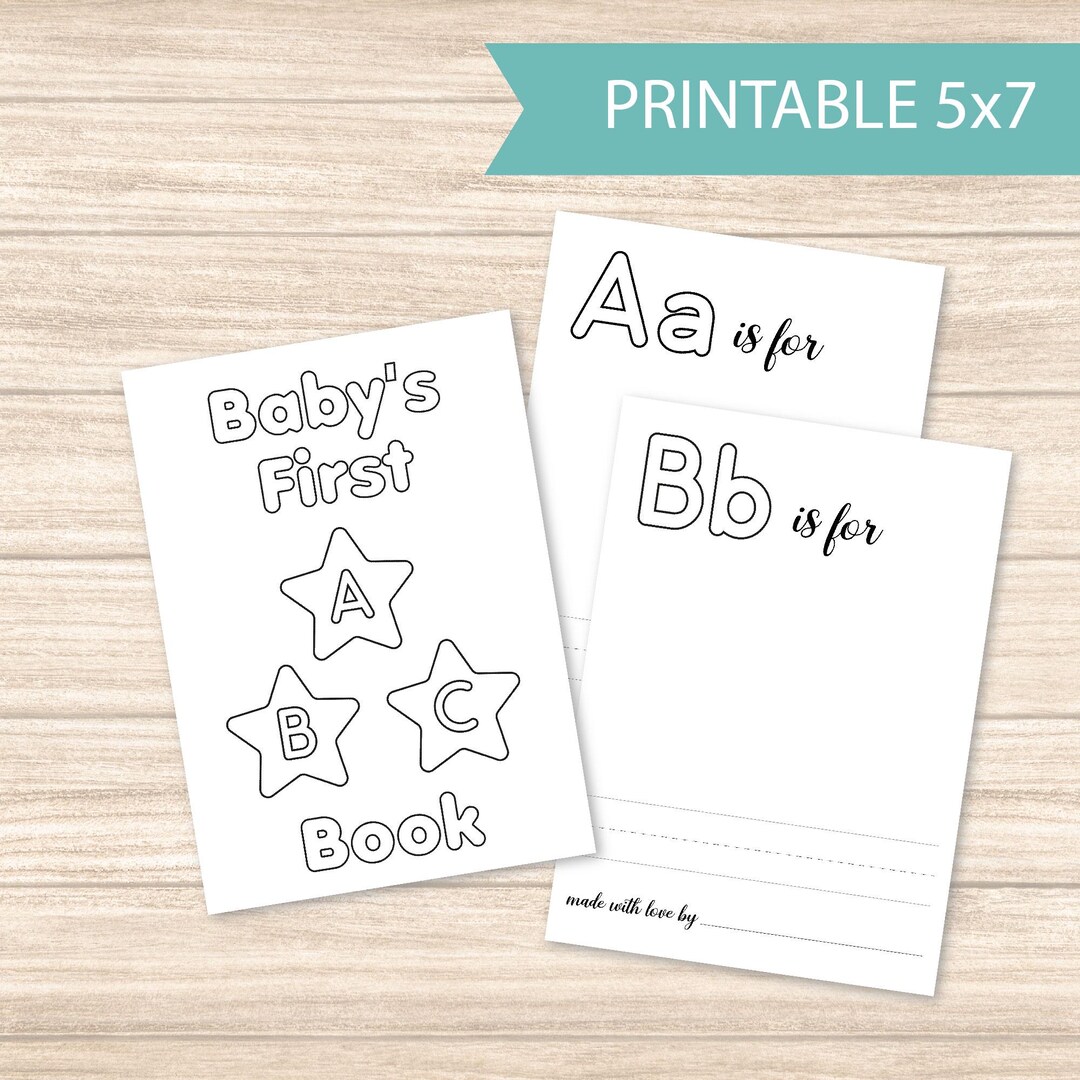Babys First ABC Book Stars Theme, Printable Blank ABC Pages Baby Shower ...