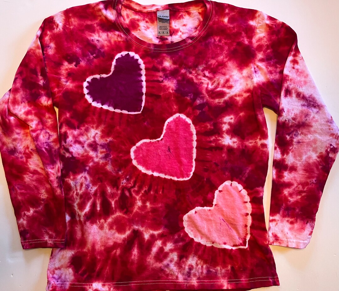 Ladies Red and Pink Triple Heart Tie Dye Size Medium Only - Etsy