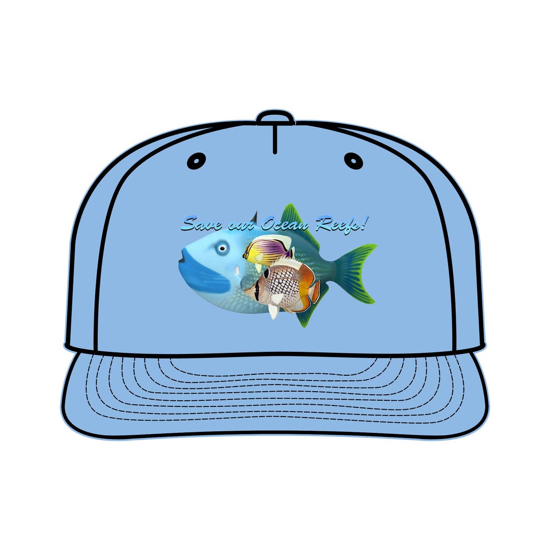 Surf Cap With Tropical Fish Design, Marine Life Snapback Hat, Ocean ...