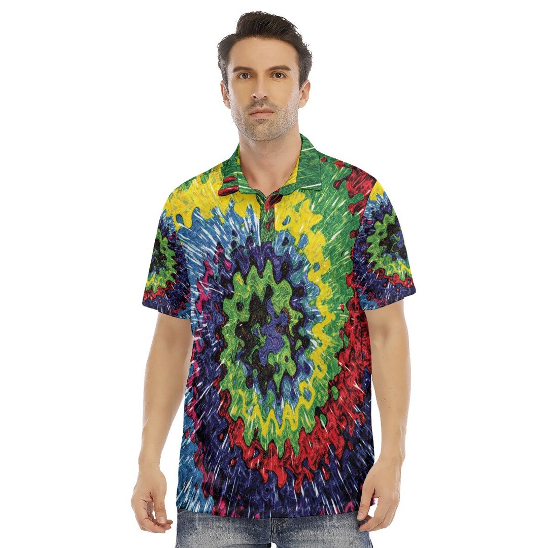 Neon Storm Wave Polo Shirt, Neon Tie Dye Shirt, Tie Dye Shirt ...