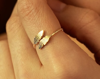 Gold Feather Ring - Etsy