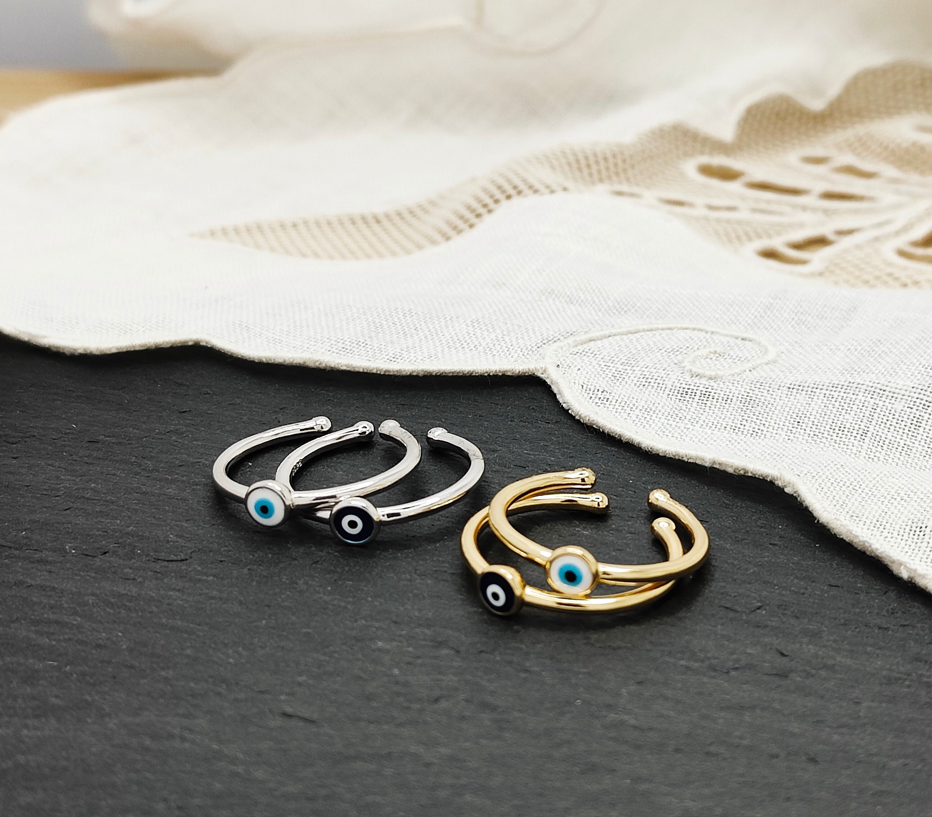 Gold Evil Eye Ring Evil Eye Adjustable Ring Protection Ring - Etsy