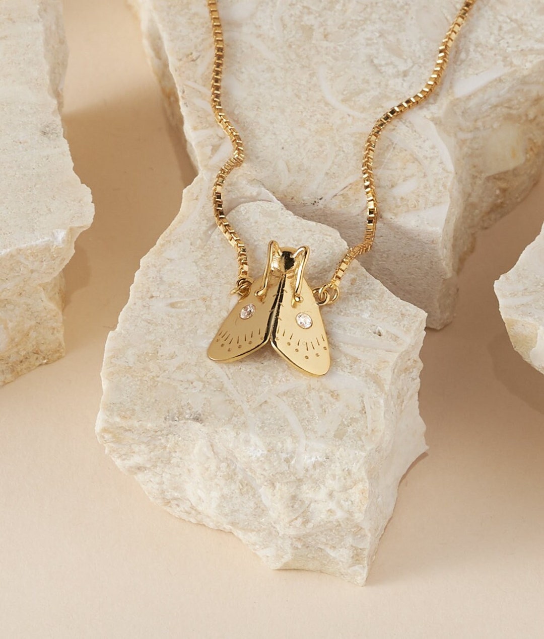 Gold Moth Necklace, Butterfly Necklace Silver, Dainty Butterfly ...