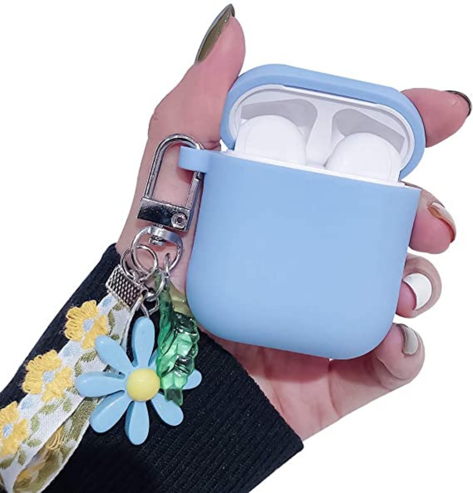 Blue AirPods Case with Keychain Generation 1 & 2 Flower | Etsy