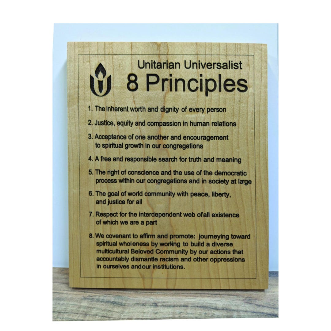 Wall Art Unitarian Universalists, 7 or 8 Principle Versions, Engraved ...