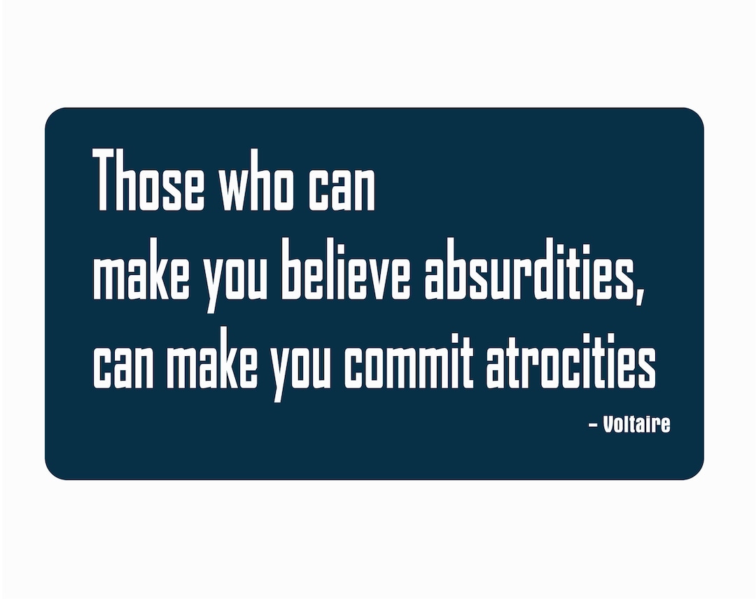 Voltaire Quote Magnet or Decal: Humanist Skeptic Gift - Etsy