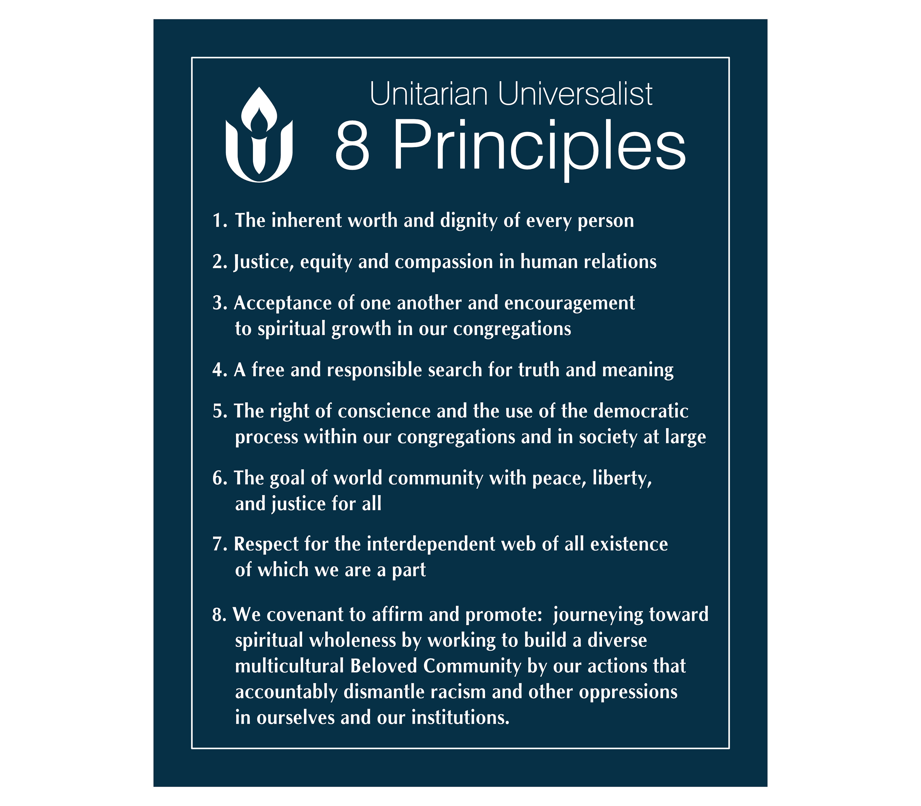 Wall Art Unitarian Universalists 7 or 8 Principle Versions - Etsy