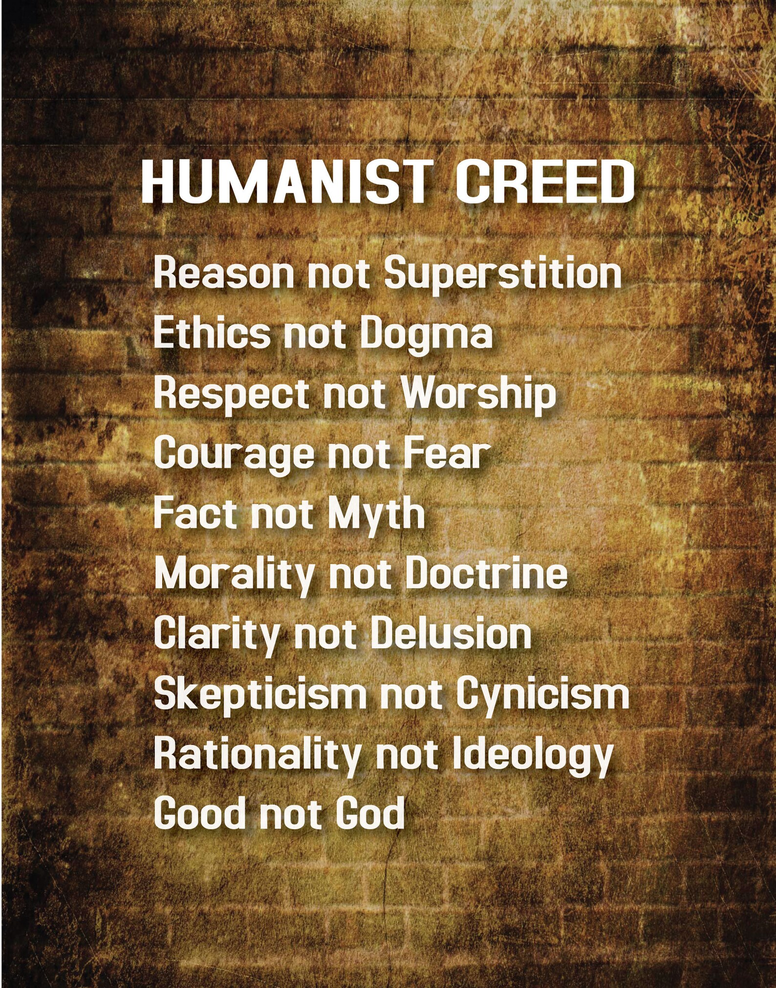 Humanist Creed Wall Art: Secular Atheist Poster - Etsy
