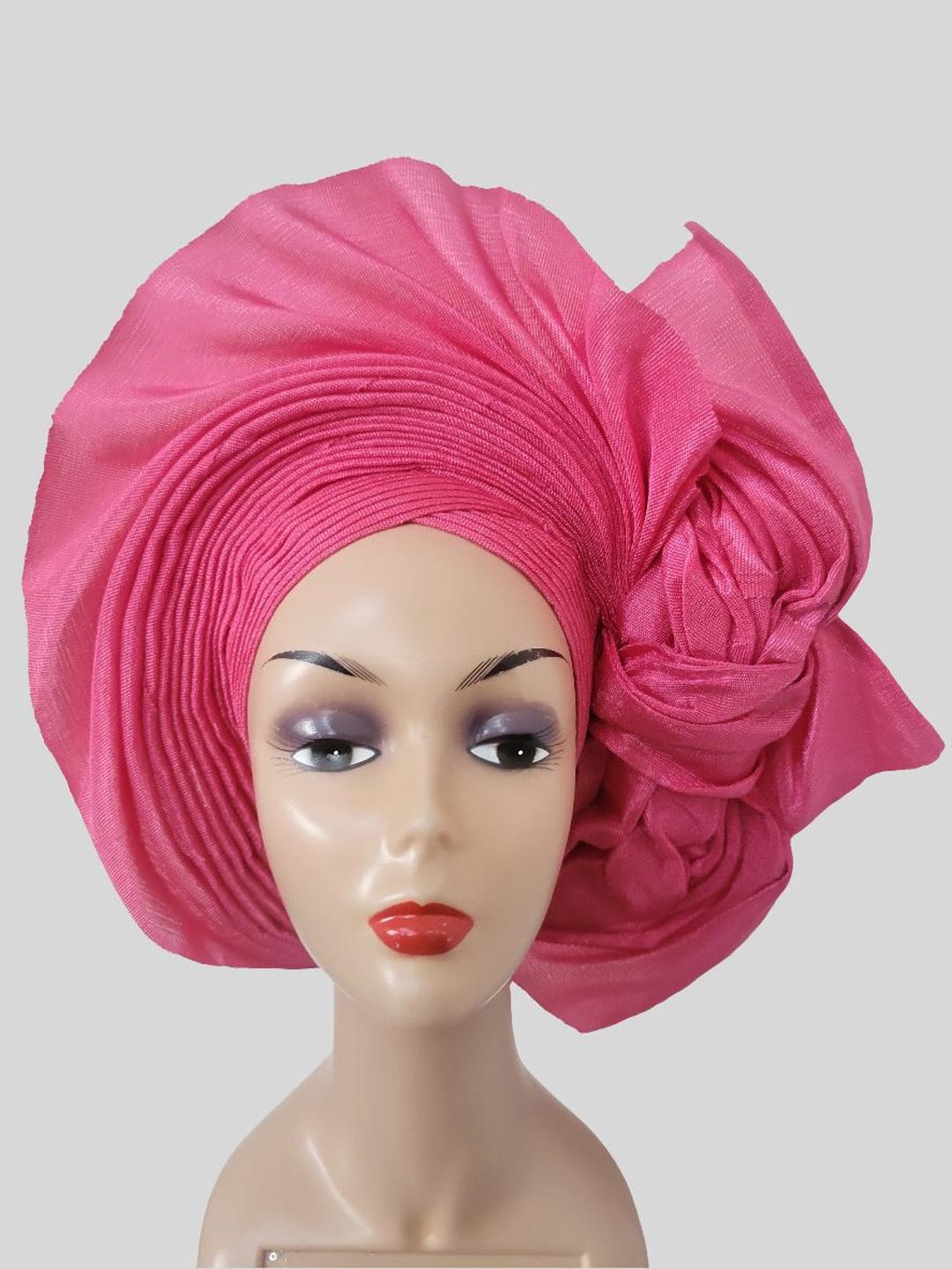 100% Authentic Aso-oke Classic Pink Color Auto Gele. - Etsy