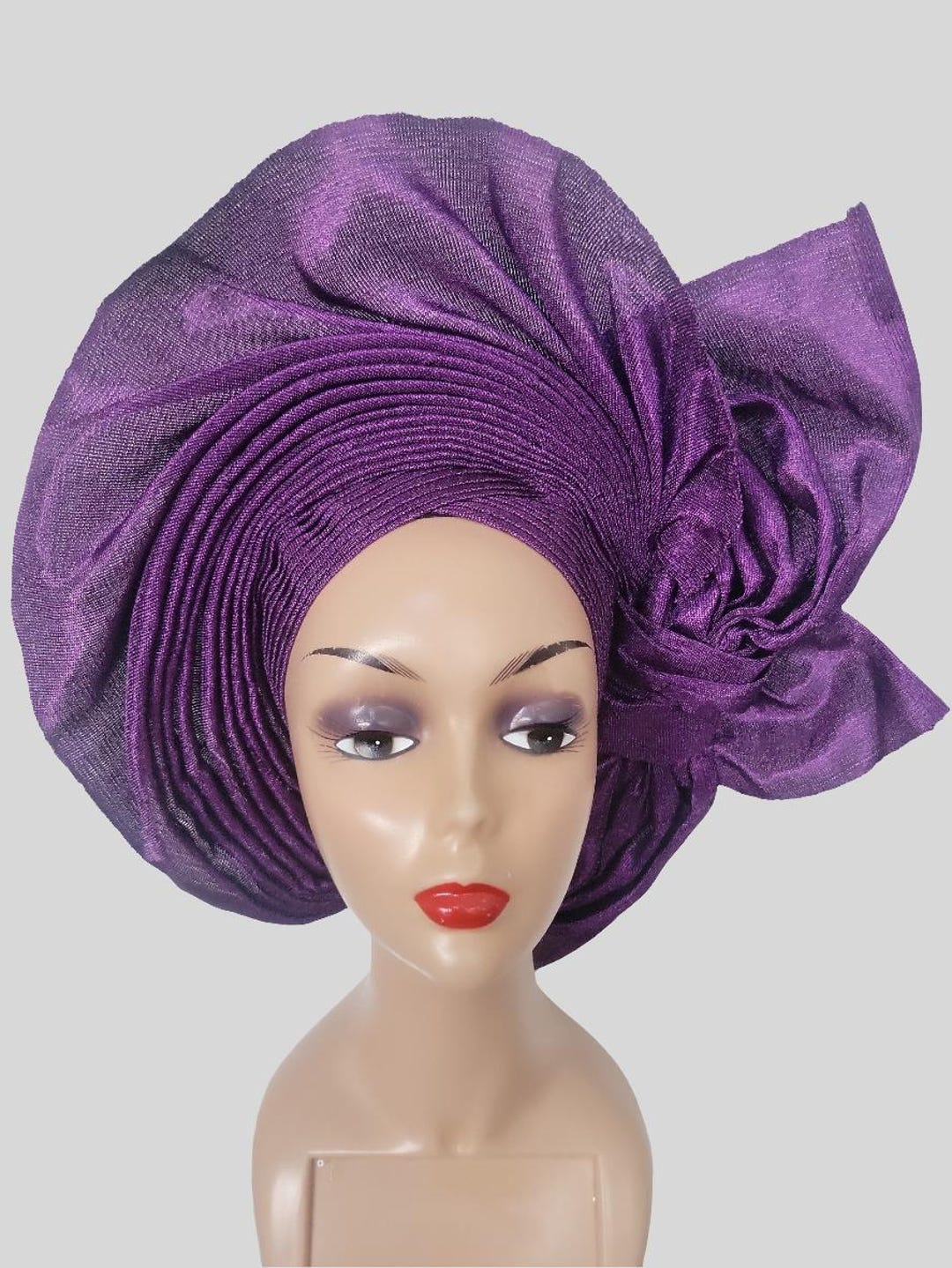 100% Authentic Aso-oke Purple Color Auto Gele - Etsy