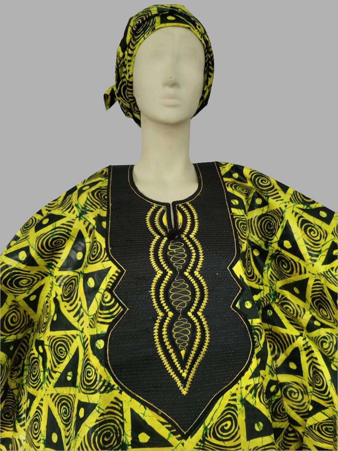 Adire Tie-dye Kampala African Print Fabric in Agbada Boubou Dress - Etsy