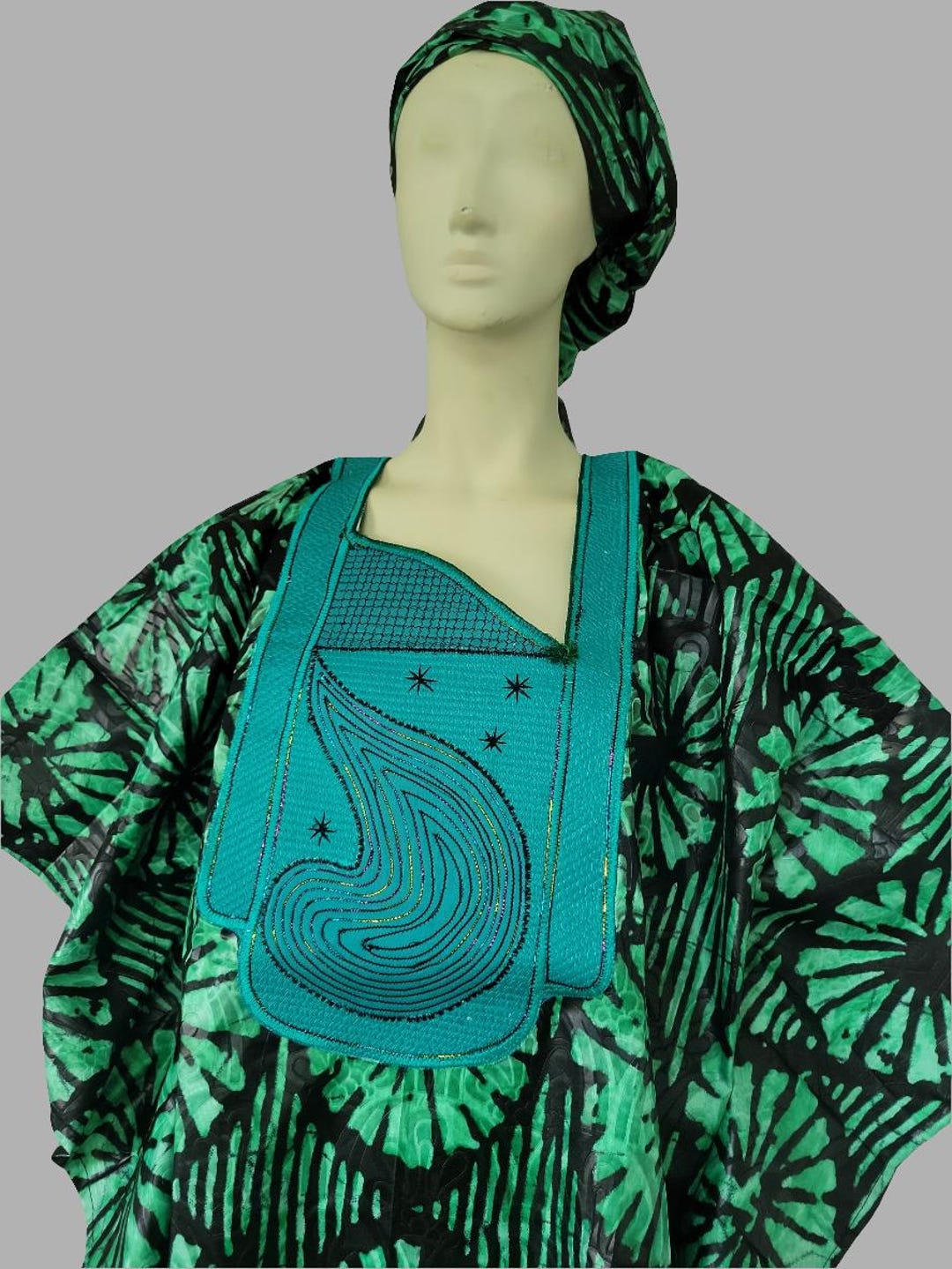 Adire Tie-dye Kampala African Print Fabric in Agbada Boubou Dress - Etsy