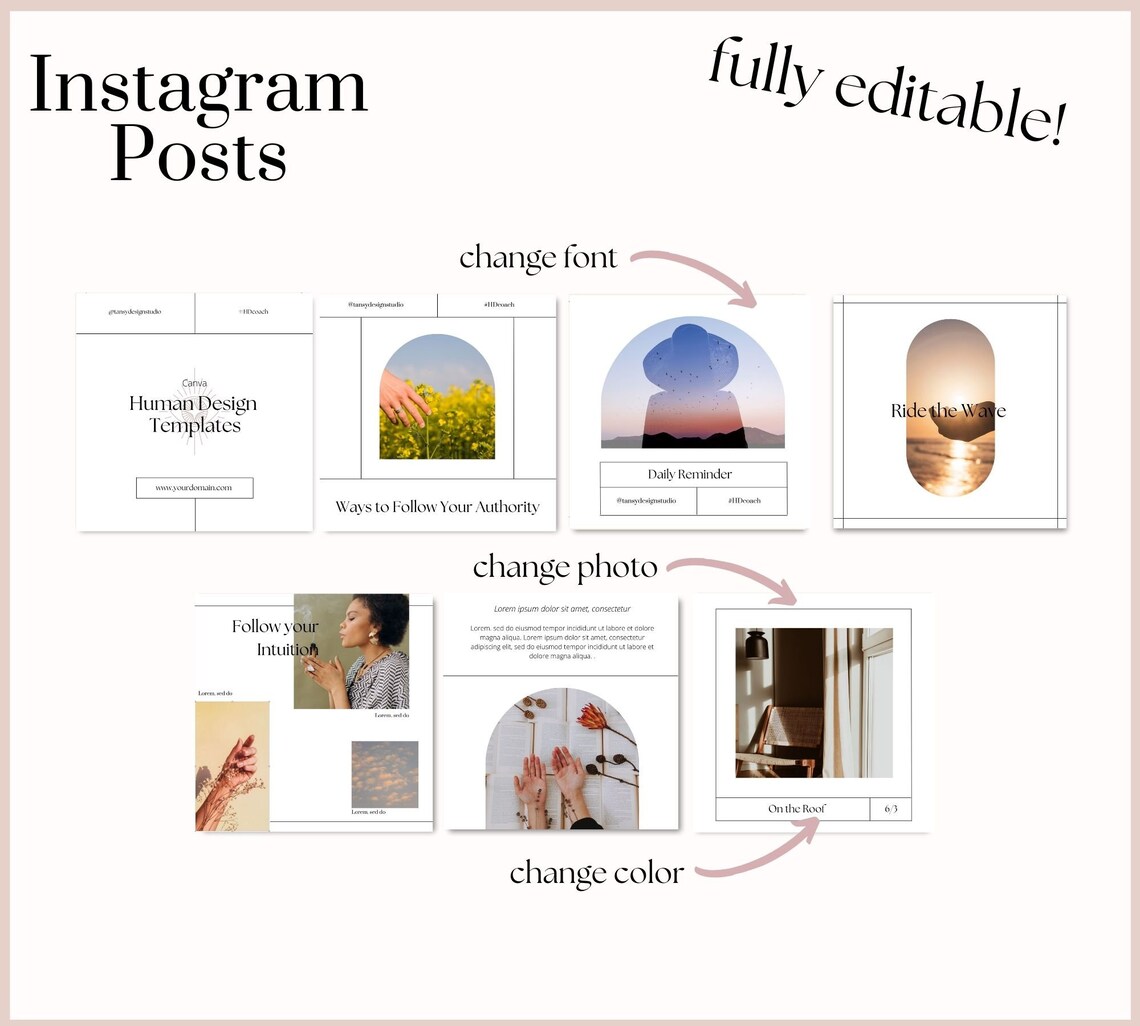 Human Design Digital Canva Social Media Instagram Templates, Pink White ...