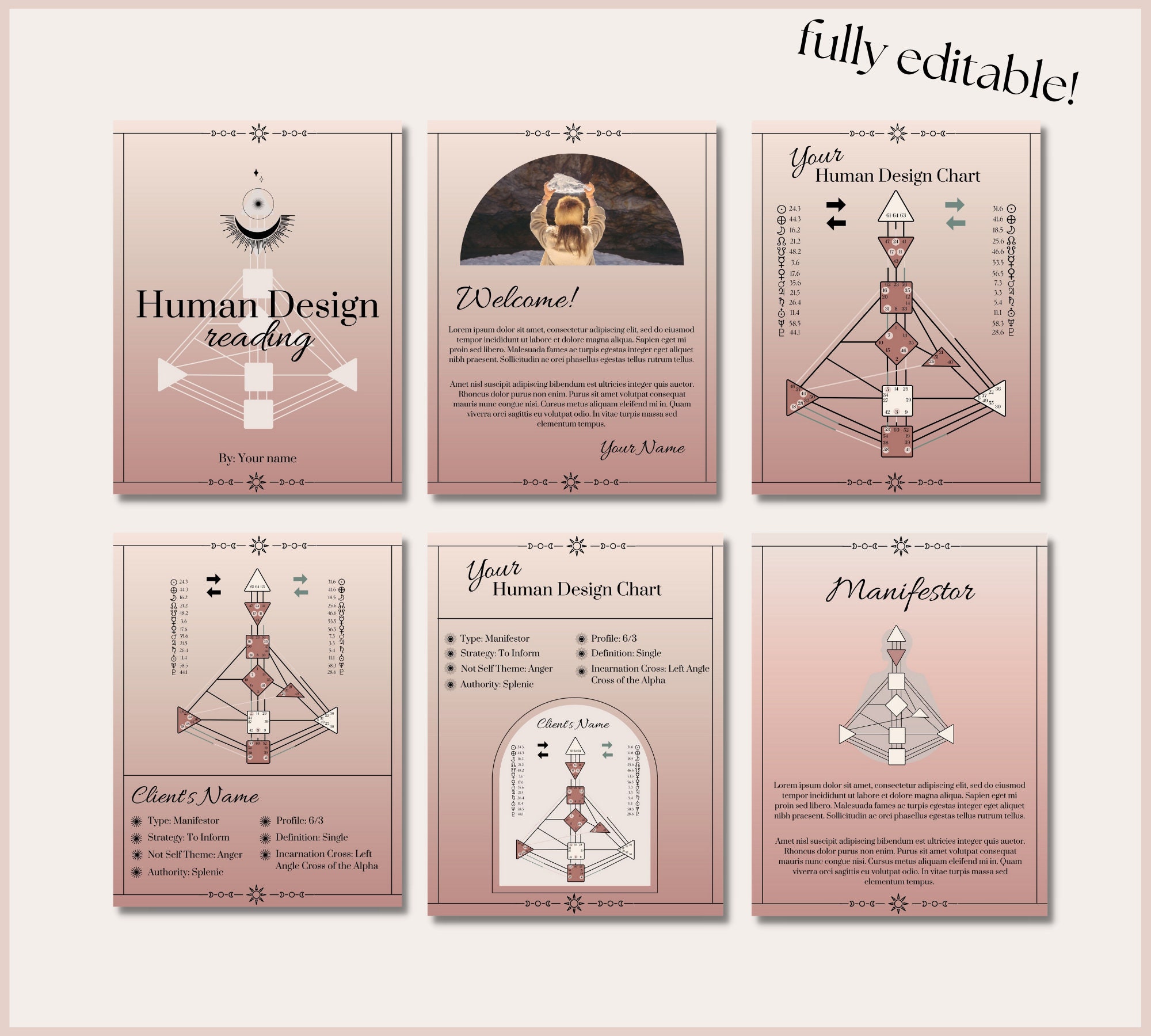 Human Design Reading Digital PDF Canva Template - Etsy