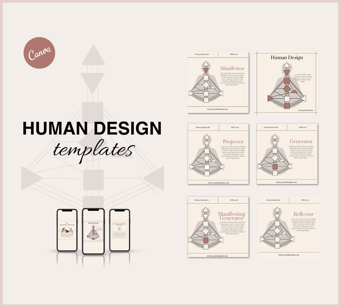 Human Design Digital Canva Social Media Instagram Templates, Neutral ...