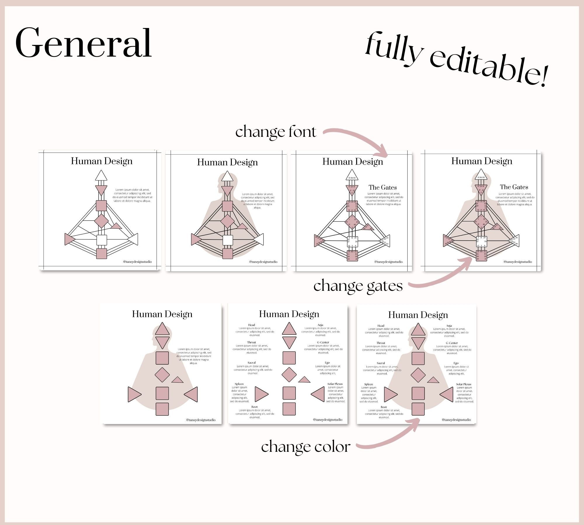 Human Design Digital Canva Social Media Instagram Templates, Pink White ...