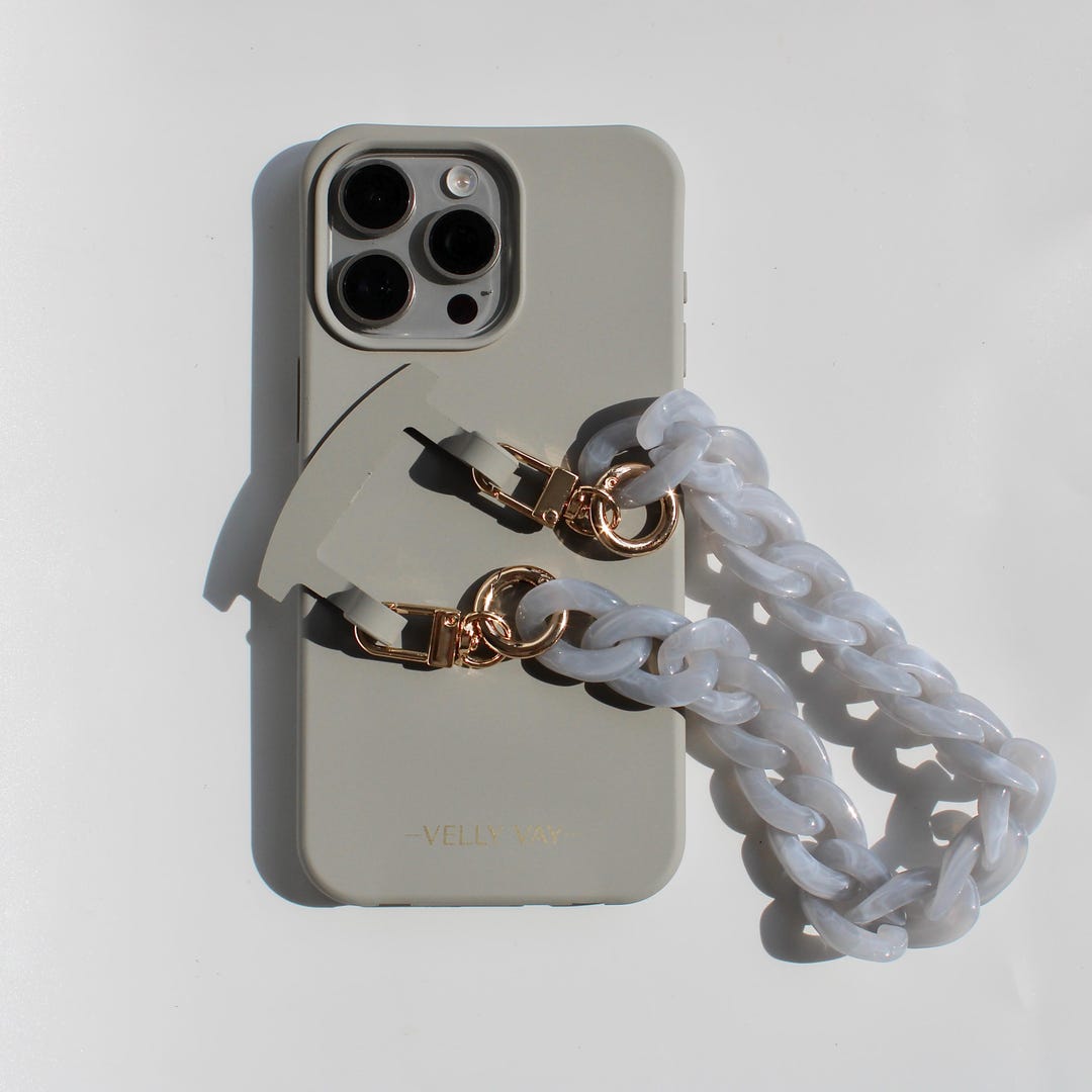 Mobile Phone Chain Grey Mobile Phone Case With Marbled Link Chain for ...