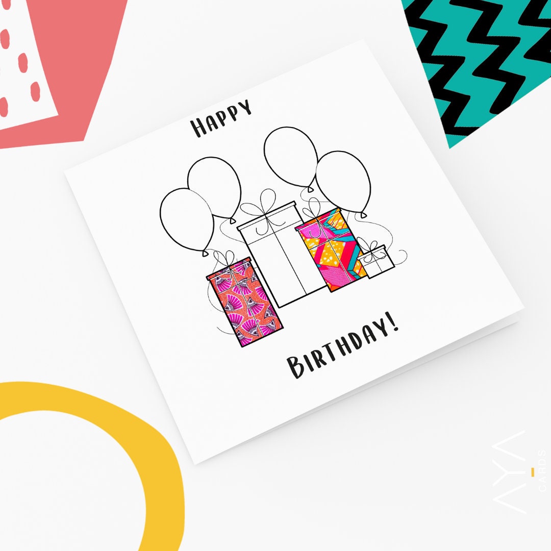 Happy Birthday Balloons & Presents AYA Cards Birthday - Etsy