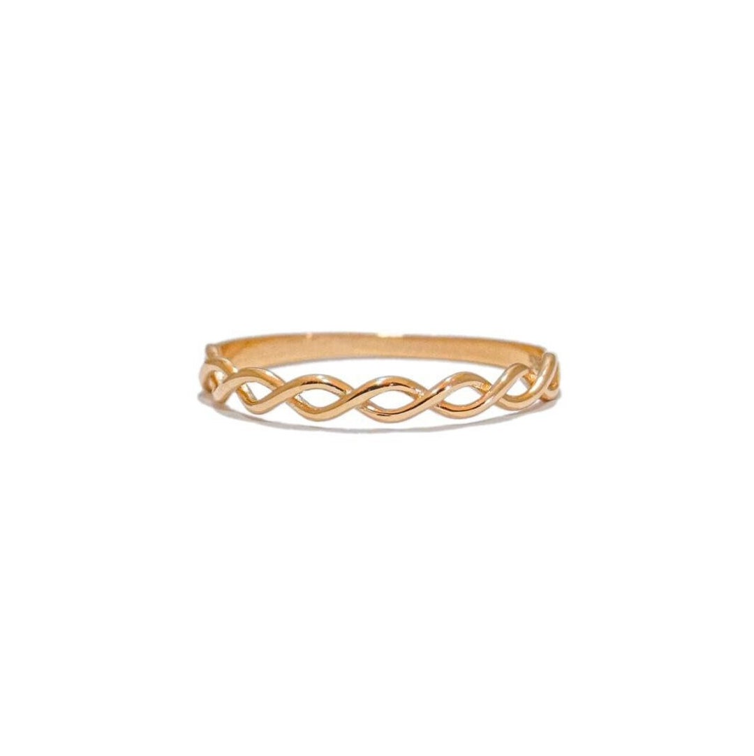 14 Karat Solid Gold Ring , Solid Gold Chain Link Ring , Stackable Gold ...
