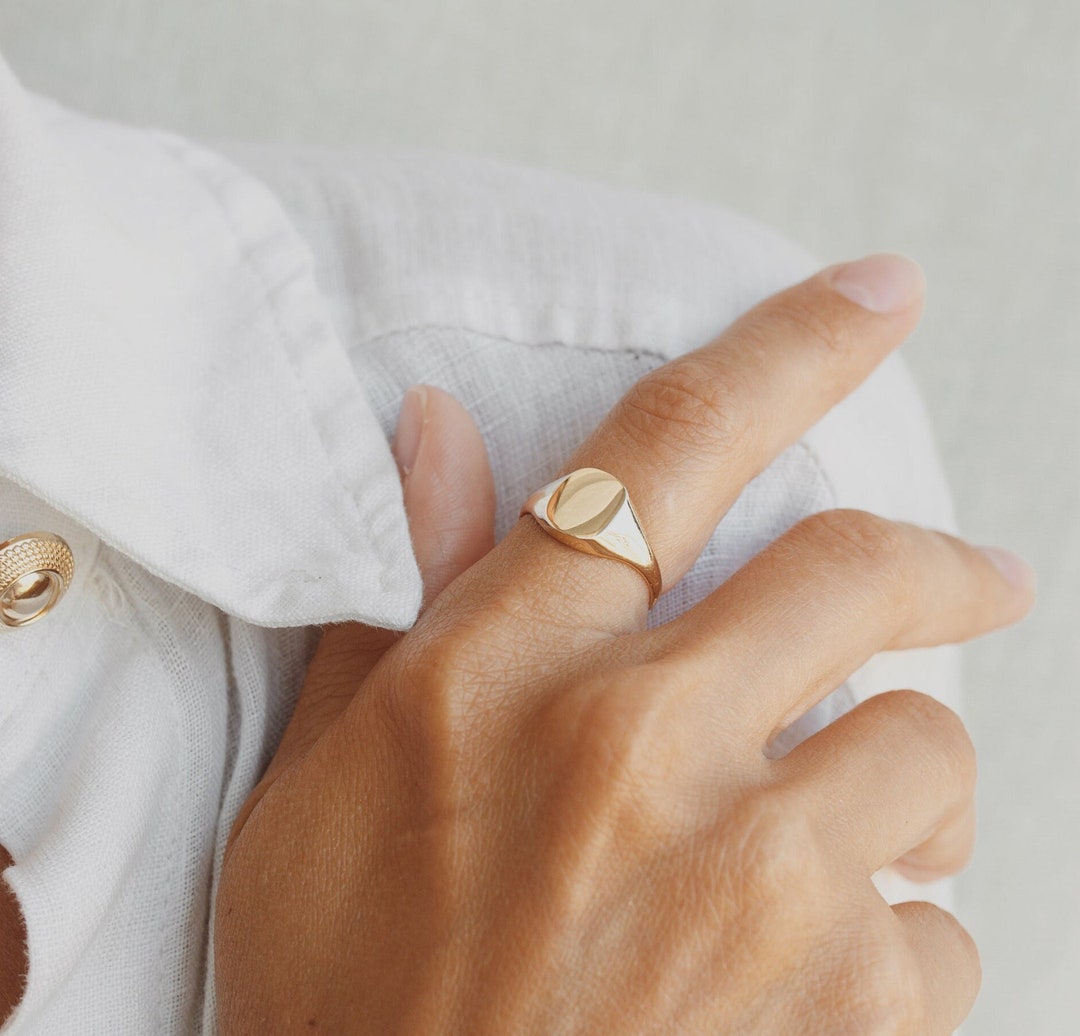 14 K Gold Signet Ring , Solid Gold Signet Ring , Square Signet Ring ...