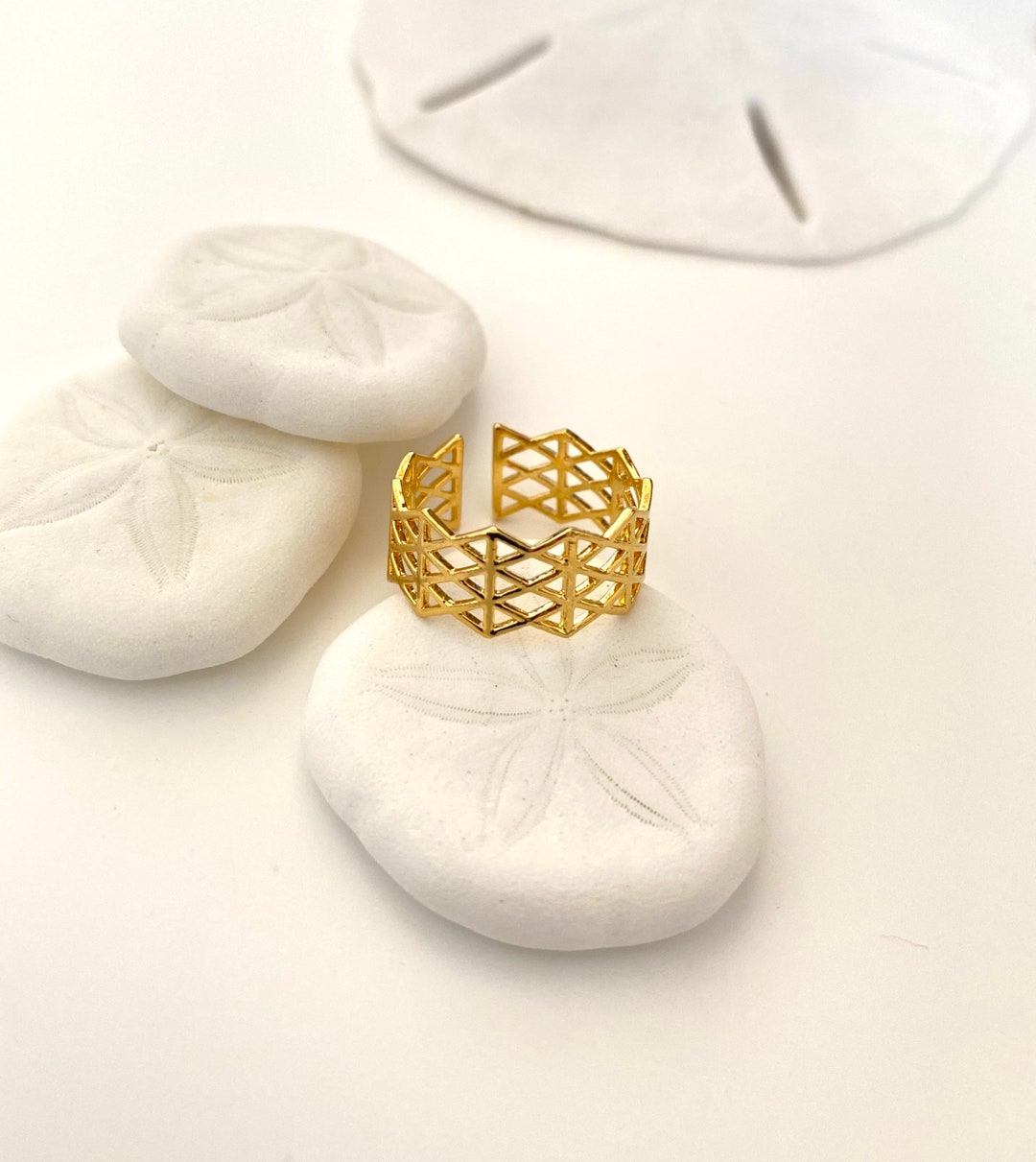 Hossegor, Chiseled and Openwork Ring With Geometric Patterns, in 3 ...