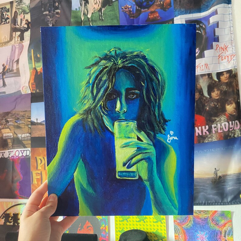 Syd Barrett Drinking Portrait Syd Barrett Artwork Pink - Etsy