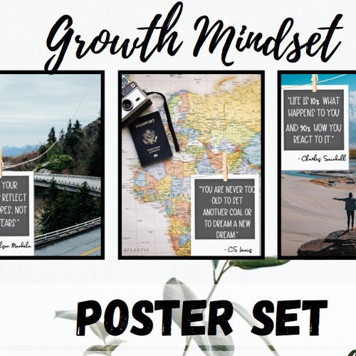 Growth Mindset Poster Set of 20 Travel and Adventure Themed | Etsy