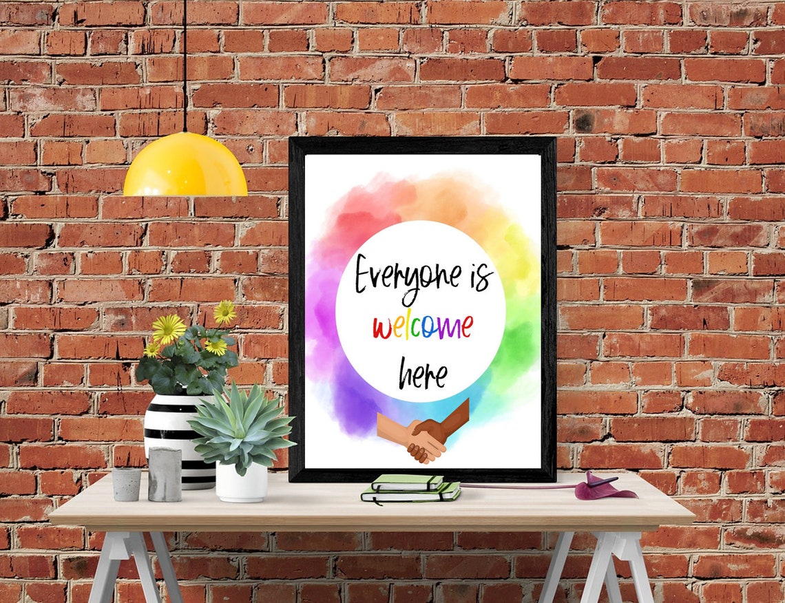 Everyone is Welcome Here Inclusion Poster | Teacher Gift | Counselor ...
